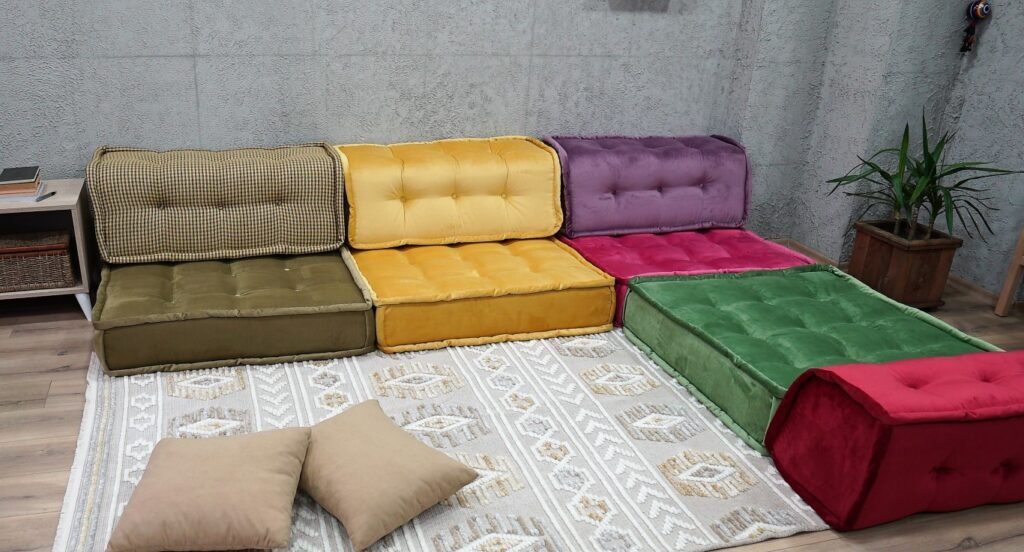 Corner Floor Sofa With Back Support, Modular Large Cushion